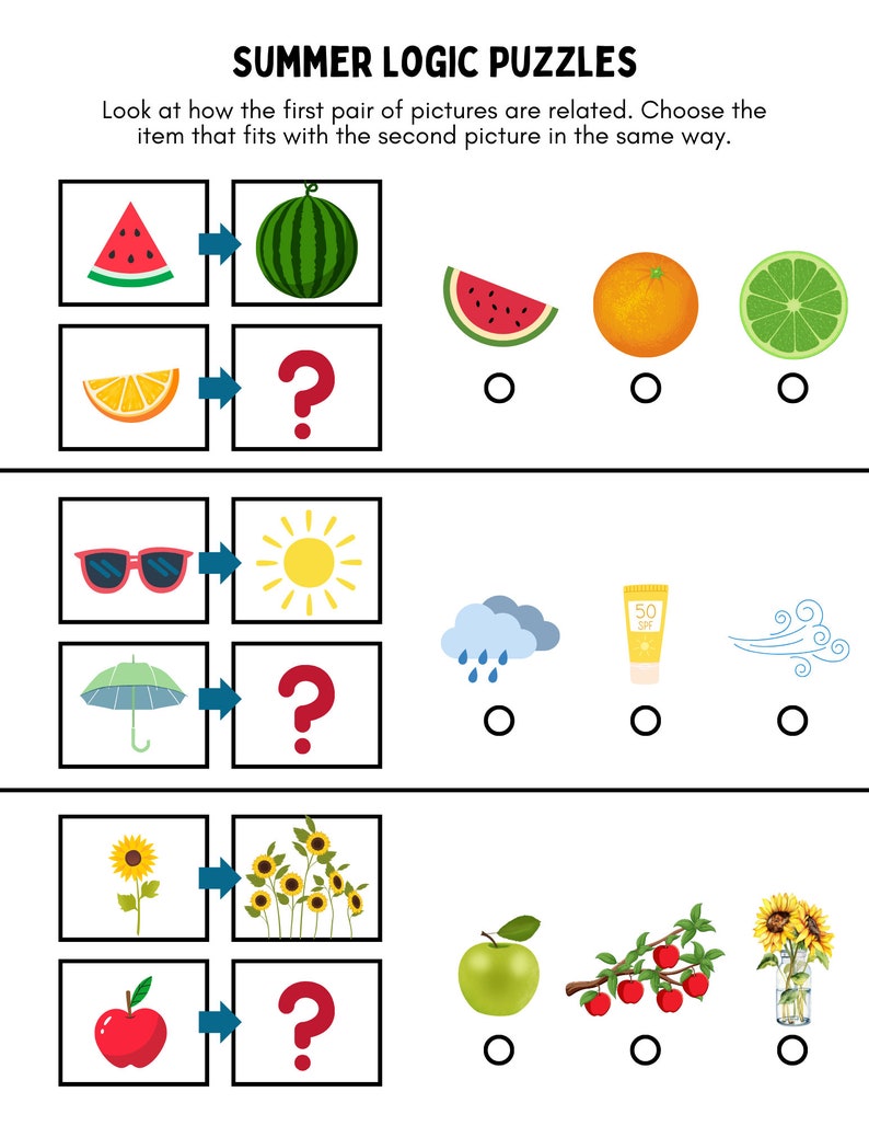 Summer Fun Printables (ages 4 to 6), Preschool Printables, Kindergarten ...