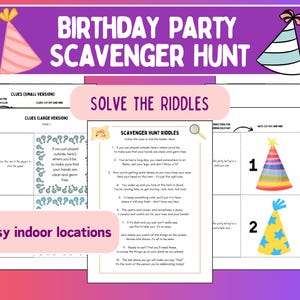 Birthday Party Scavenger Hunt, Kids Birthday Party Games, Indoor ...