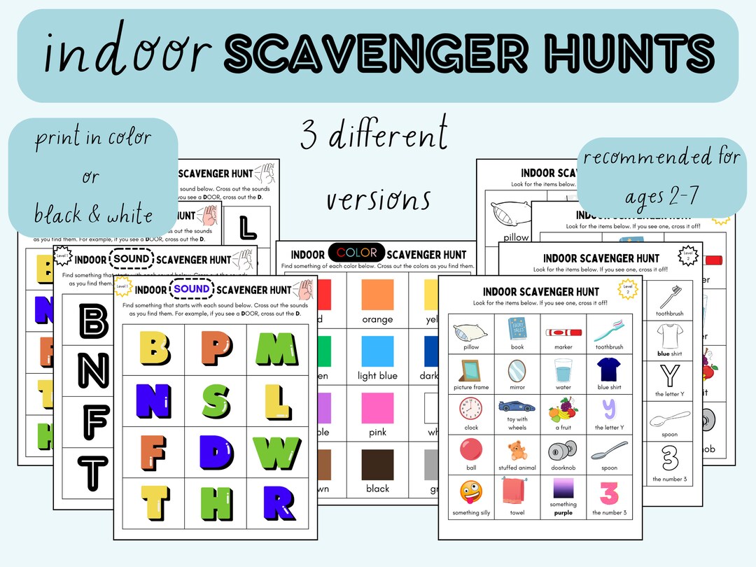 Indoor Scavenger Hunts (ages 2-6), Inside Scavenger Hunts for Kids ...