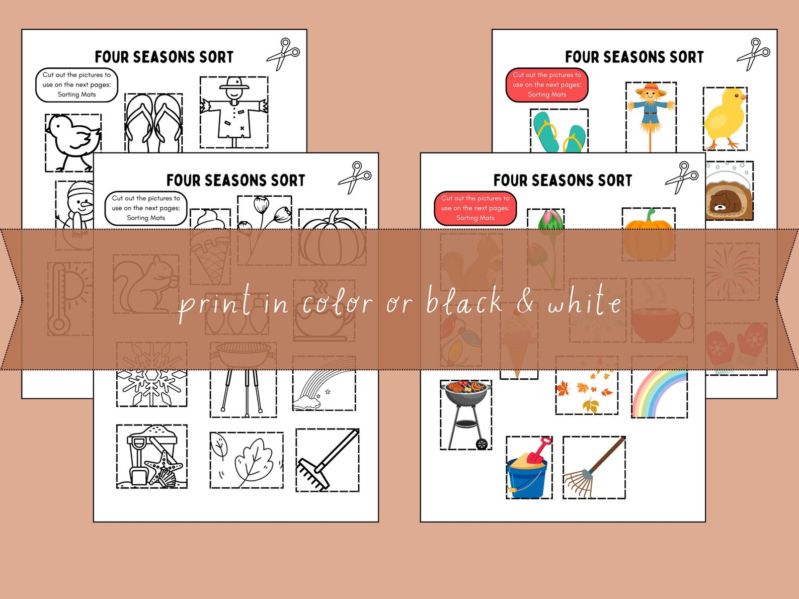 Four Seasons Sort, Sorting Activity for Kids, Preschool Printable ...