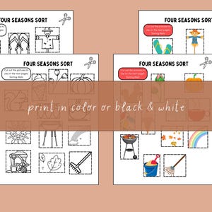 Four Seasons Sort, Sorting Activity for Kids, Preschool Printable ...