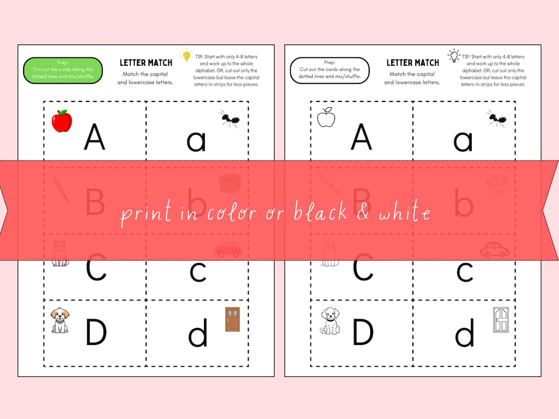 Alphabet Matching: Match Capital and Lowercase Letters; Letter ...