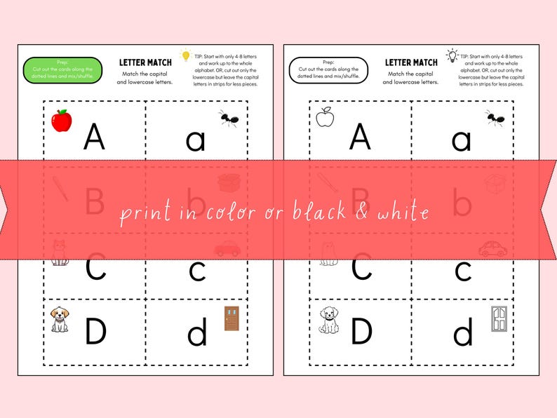 Alphabet Matching: Match Capital and Lowercase Letters; Letter ...