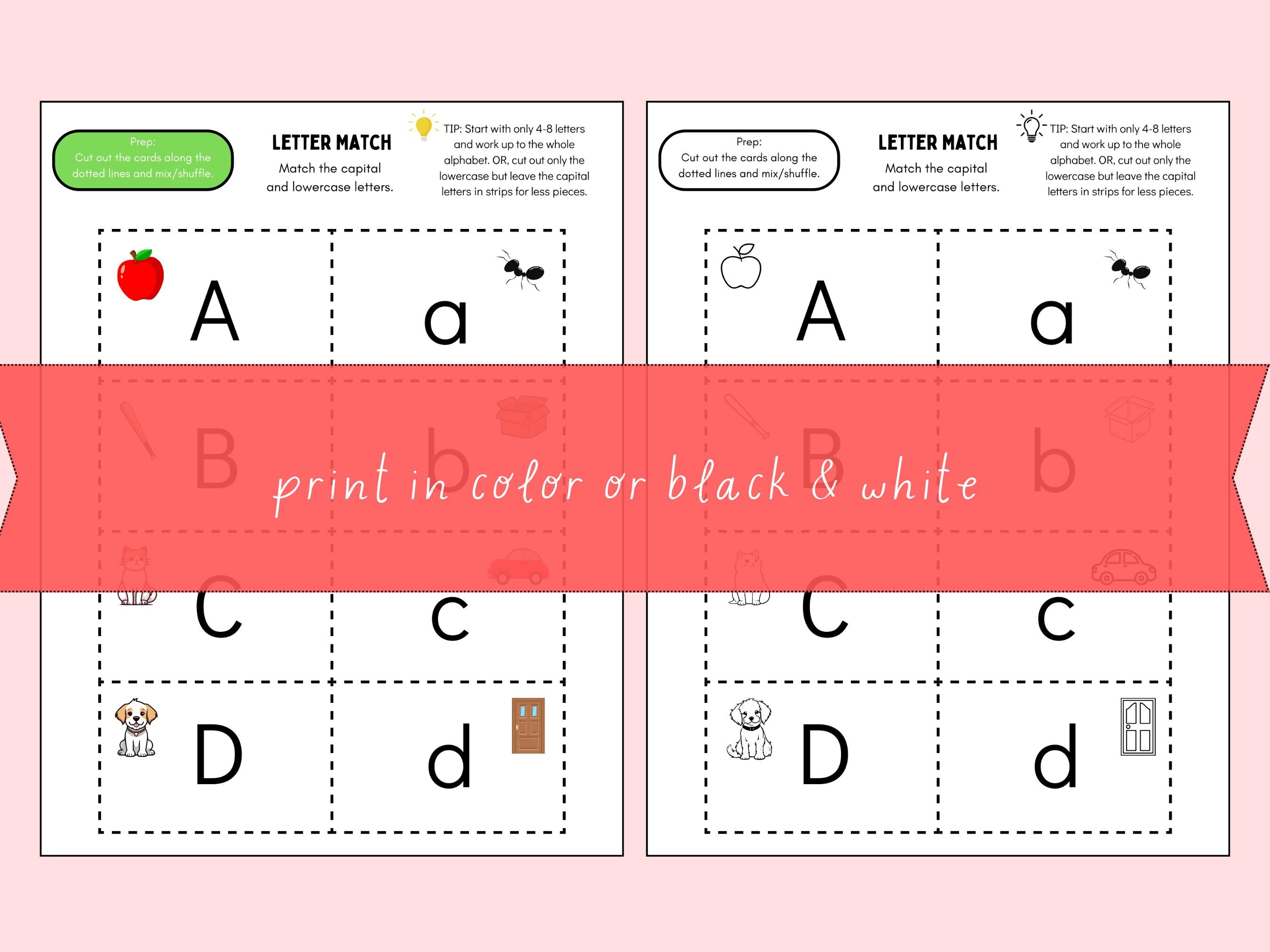 Alphabet Matching: Match Capital and Lowercase Letters; Letter ...