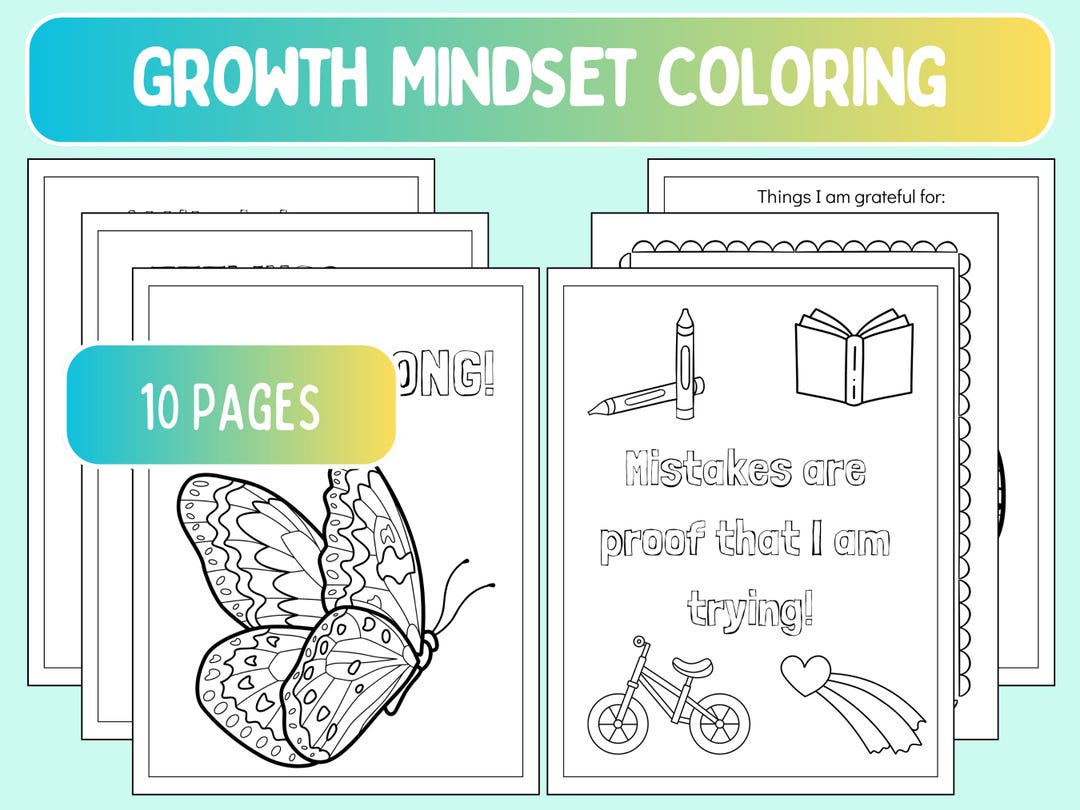 Growth Mindset Coloring Pages, Goal Setting, Positive Mindset for Kids ...
