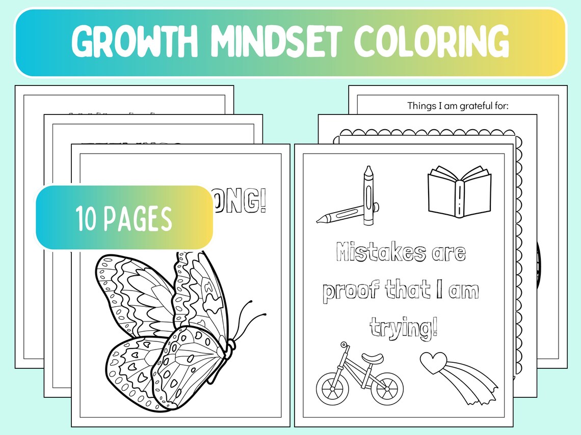 Growth Mindset Coloring Pages, Goal Setting, Positive Mindset for Kids ...