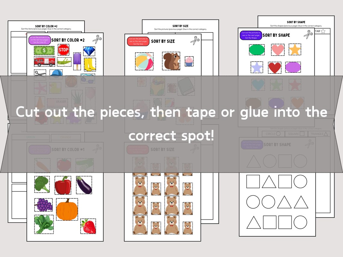 Sorting Activities Cut and Glue Pictures, Sorting Practice, Preschool ...