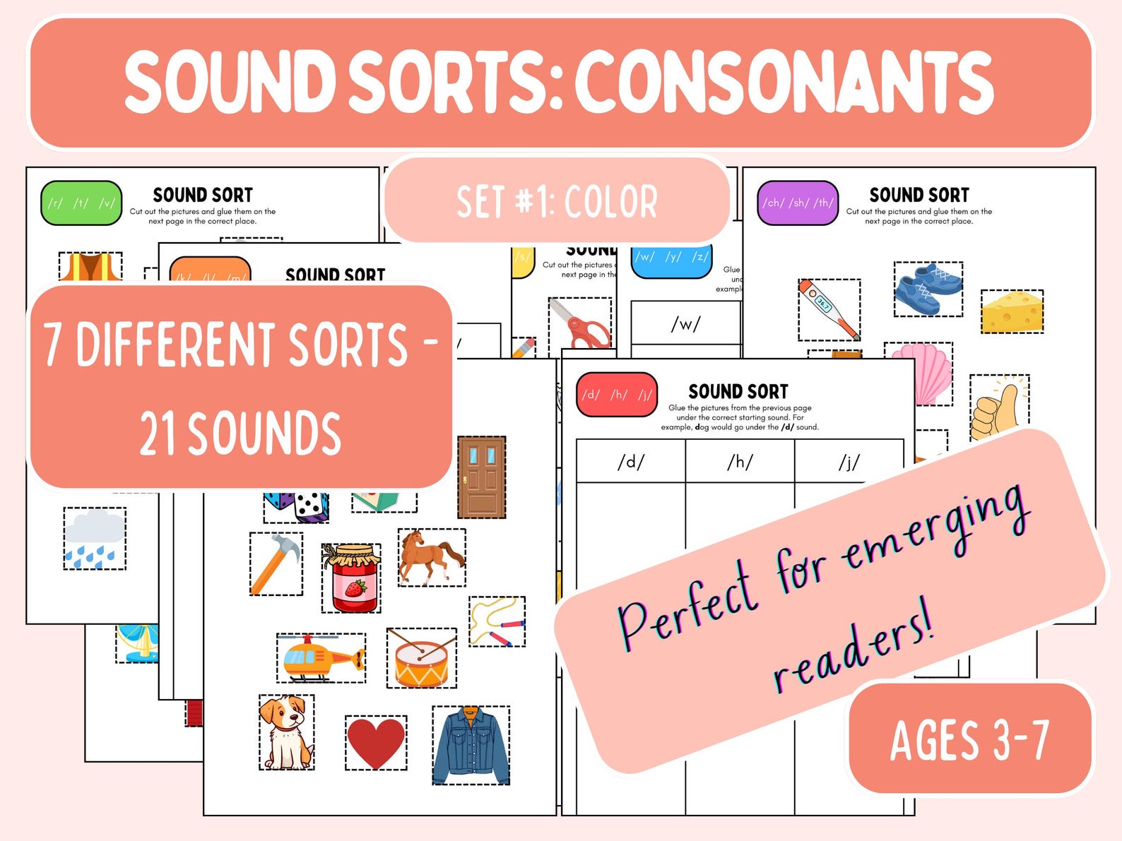 Sound Sorts: Consonants (set 1), Preschool Printable, Kindergarten ...