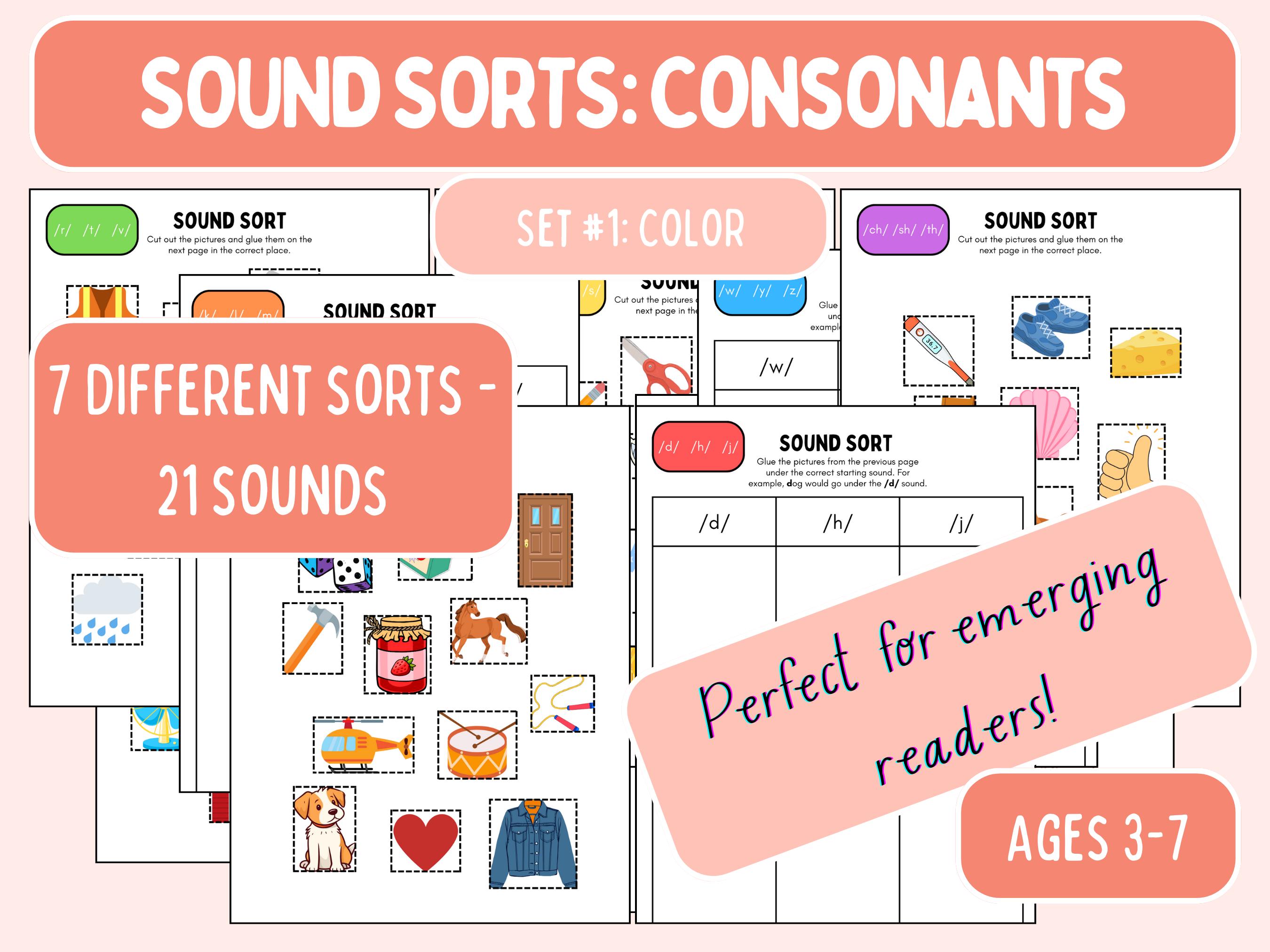 Sound Sorts: Consonants (set 1), Preschool Printable, Kindergarten ...