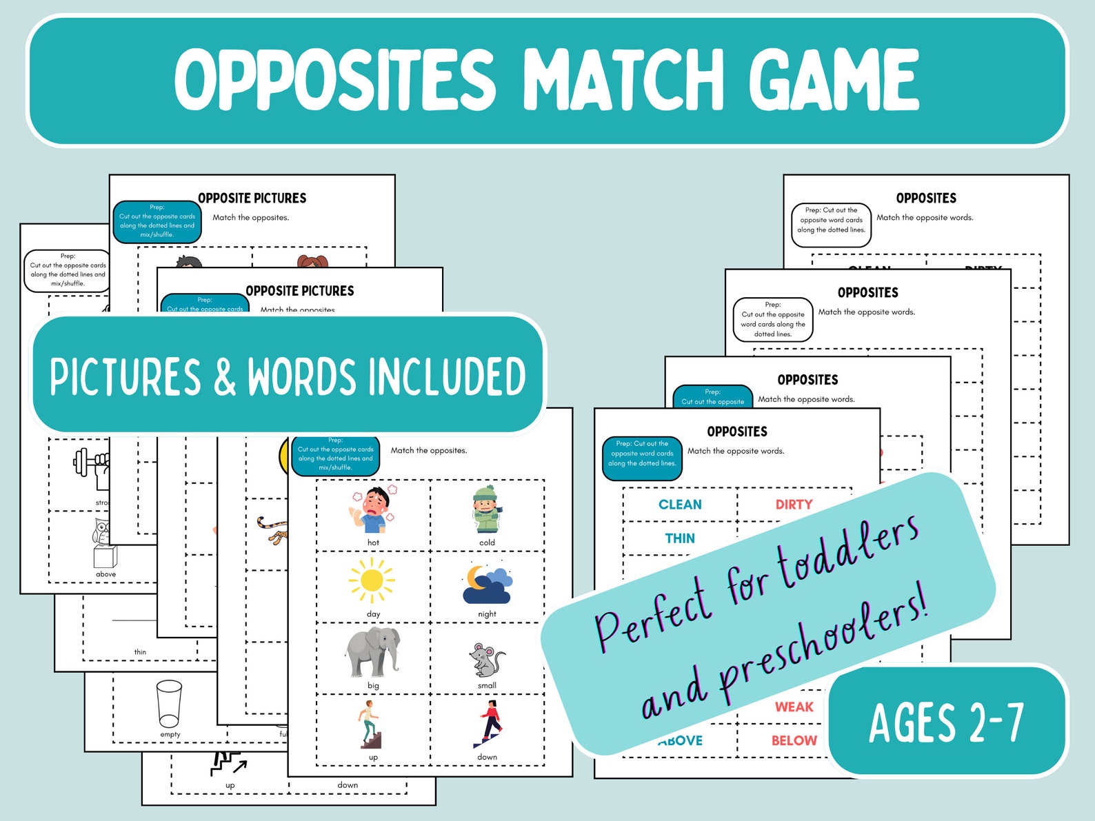 Opposite Matching Game; Match Opposite Words, Memory Game for Kids ...