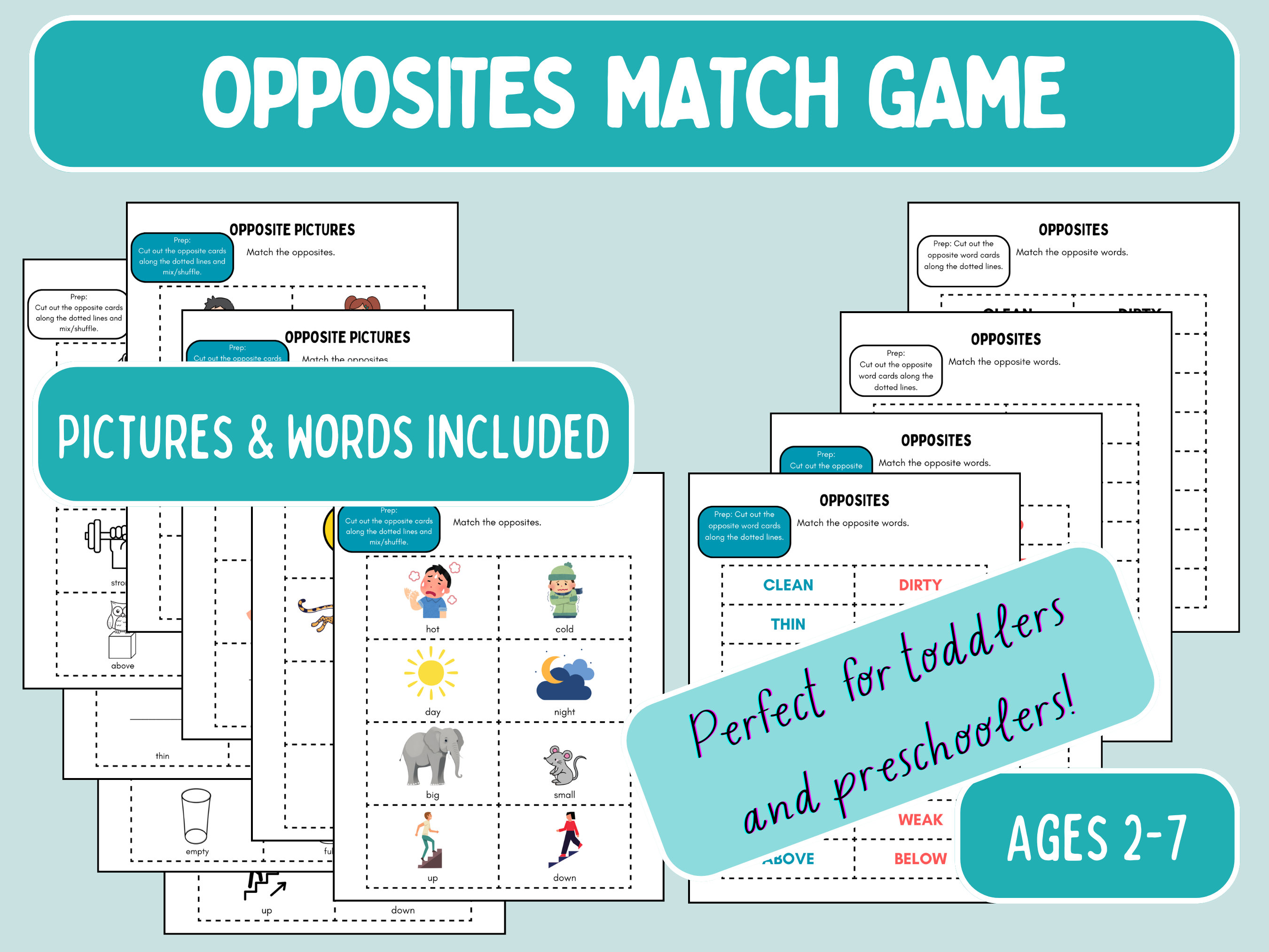 Opposite Matching Game; Match Opposite Words, Memory Game for Kids ...