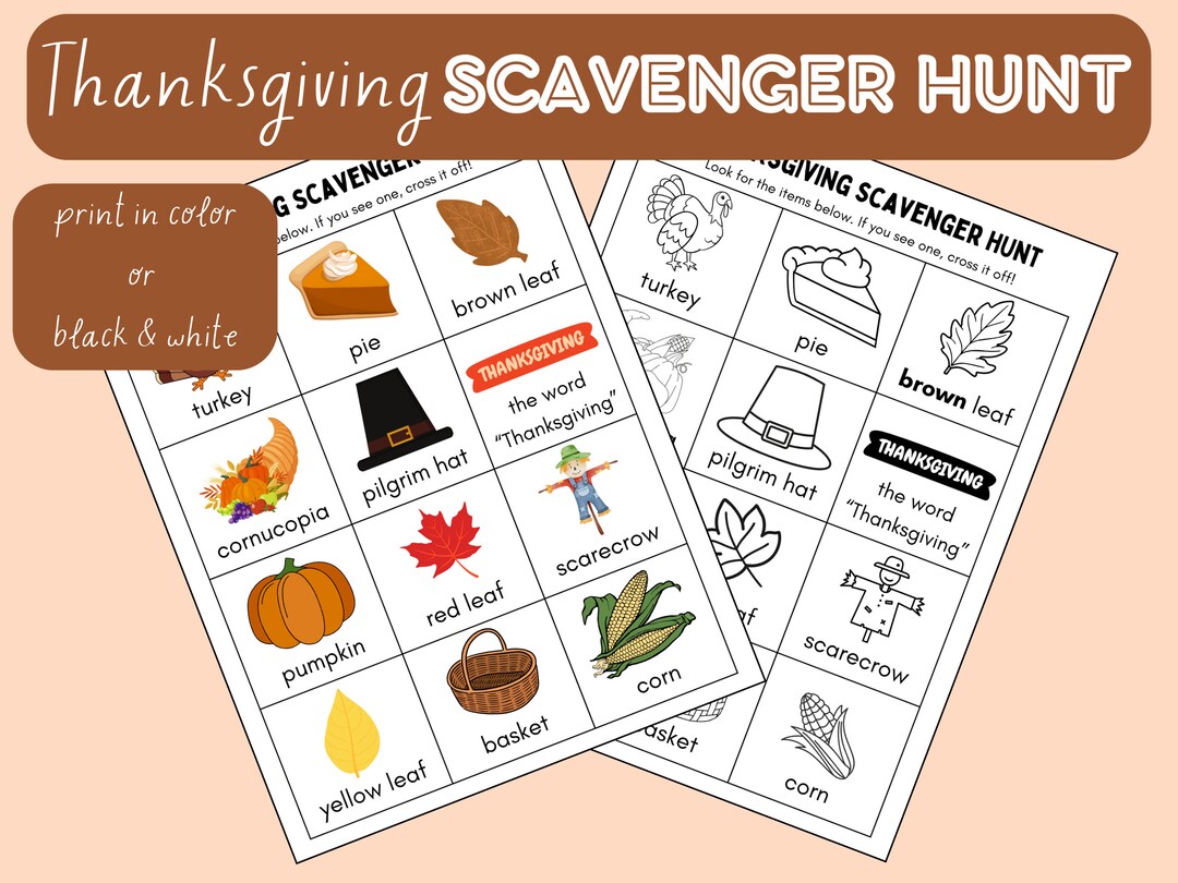 Thanksgiving Scavenger Hunt, Scavenger Hunts for Kids, Thanksgiving ...