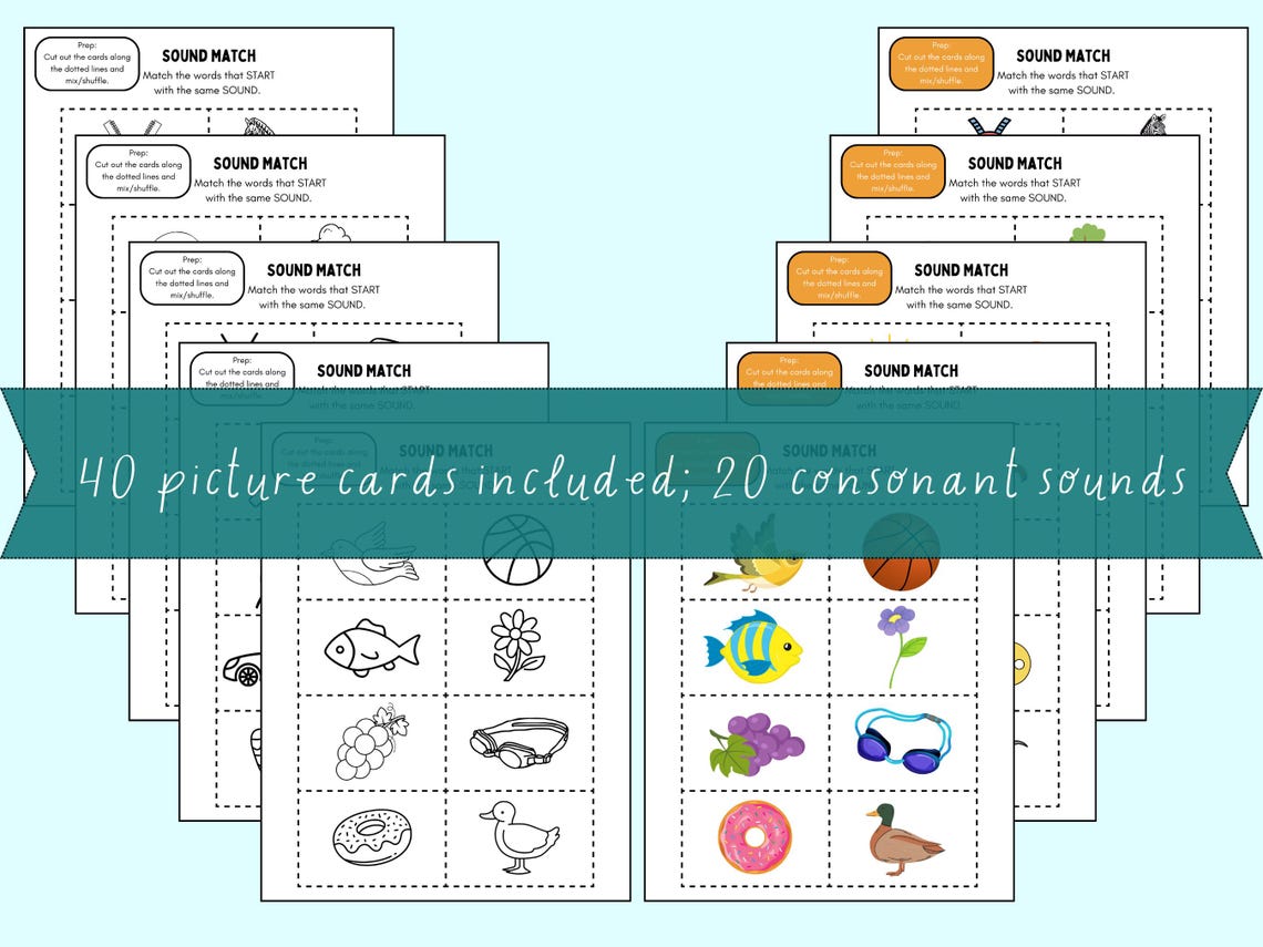 Beginning Sounds Matching Game, Match Initial Sounds, Matching Cards ...