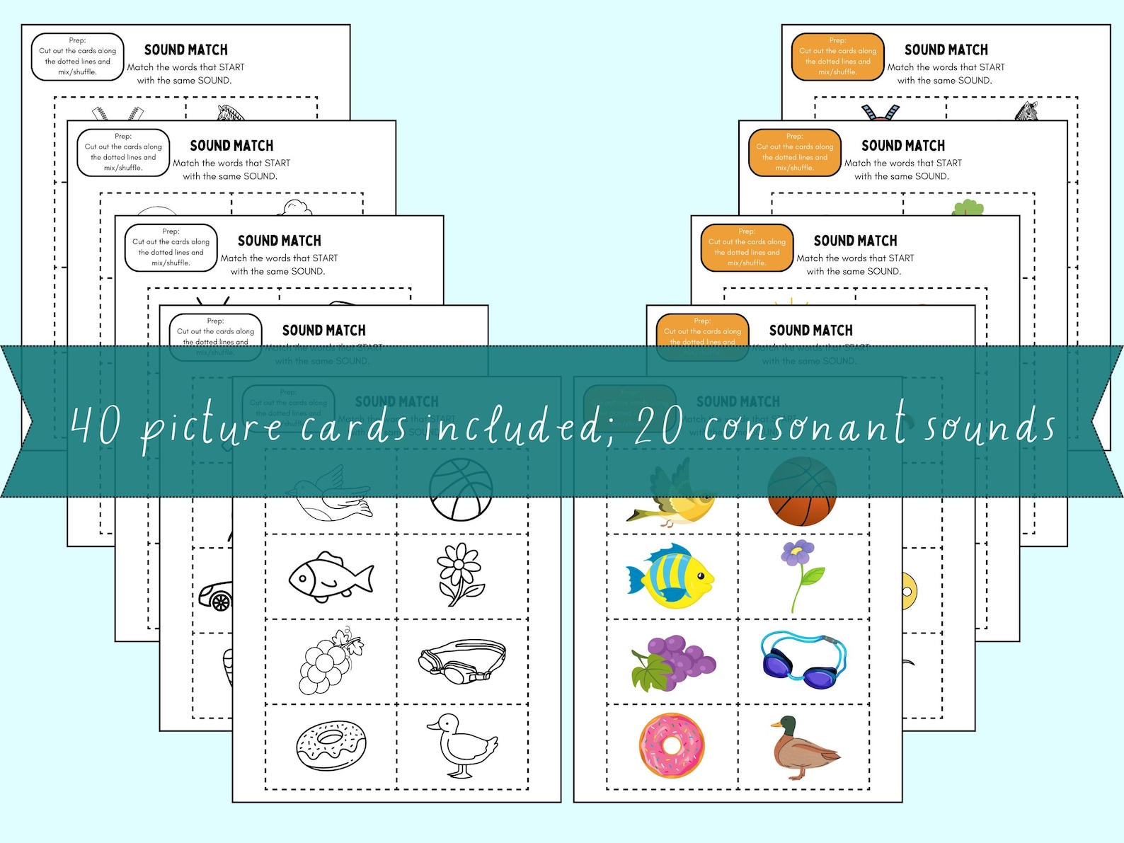 Beginning Sounds Matching Game, Match Initial Sounds, Matching Cards ...