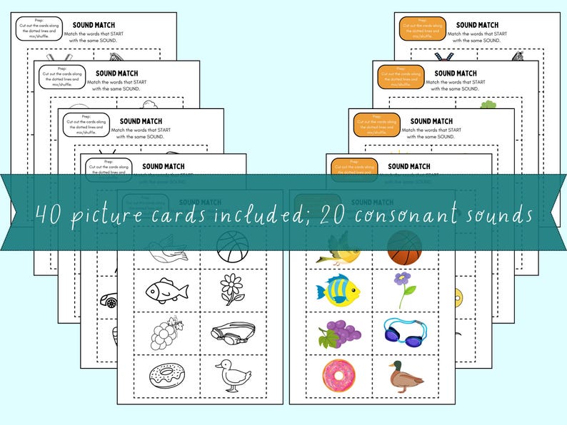 Beginning Sounds Matching Game, Match Initial Sounds, Matching Cards ...