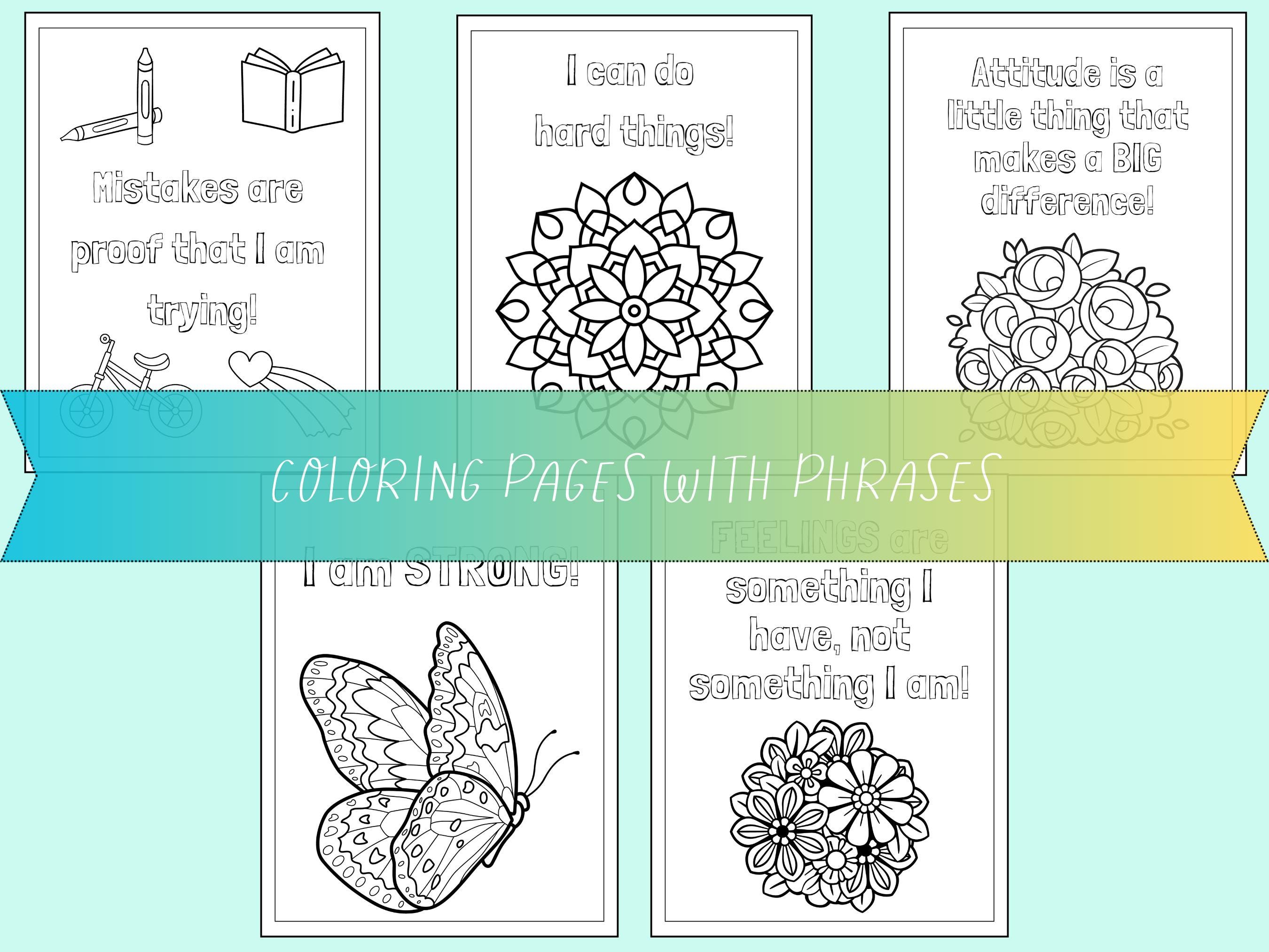 Growth Mindset Coloring Pages, Goal Setting, Positive Mindset for Kids ...