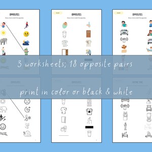 Match the Opposites; Practice Opposites, Matching Worksheet for Kids ...