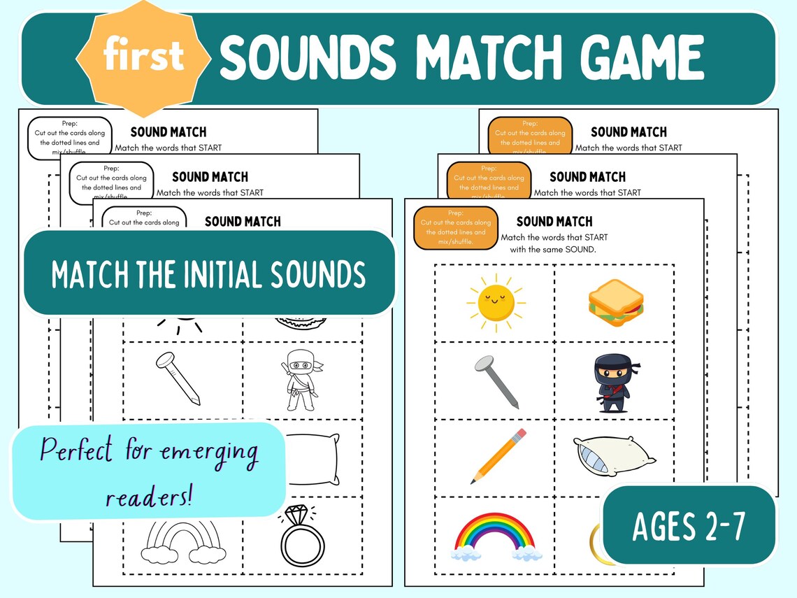 Beginning Sounds Matching Game, Match Initial Sounds, Matching Cards ...