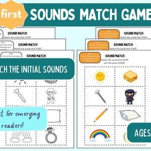 Beginning Sounds Matching Game, Match Initial Sounds, Matching Cards ...