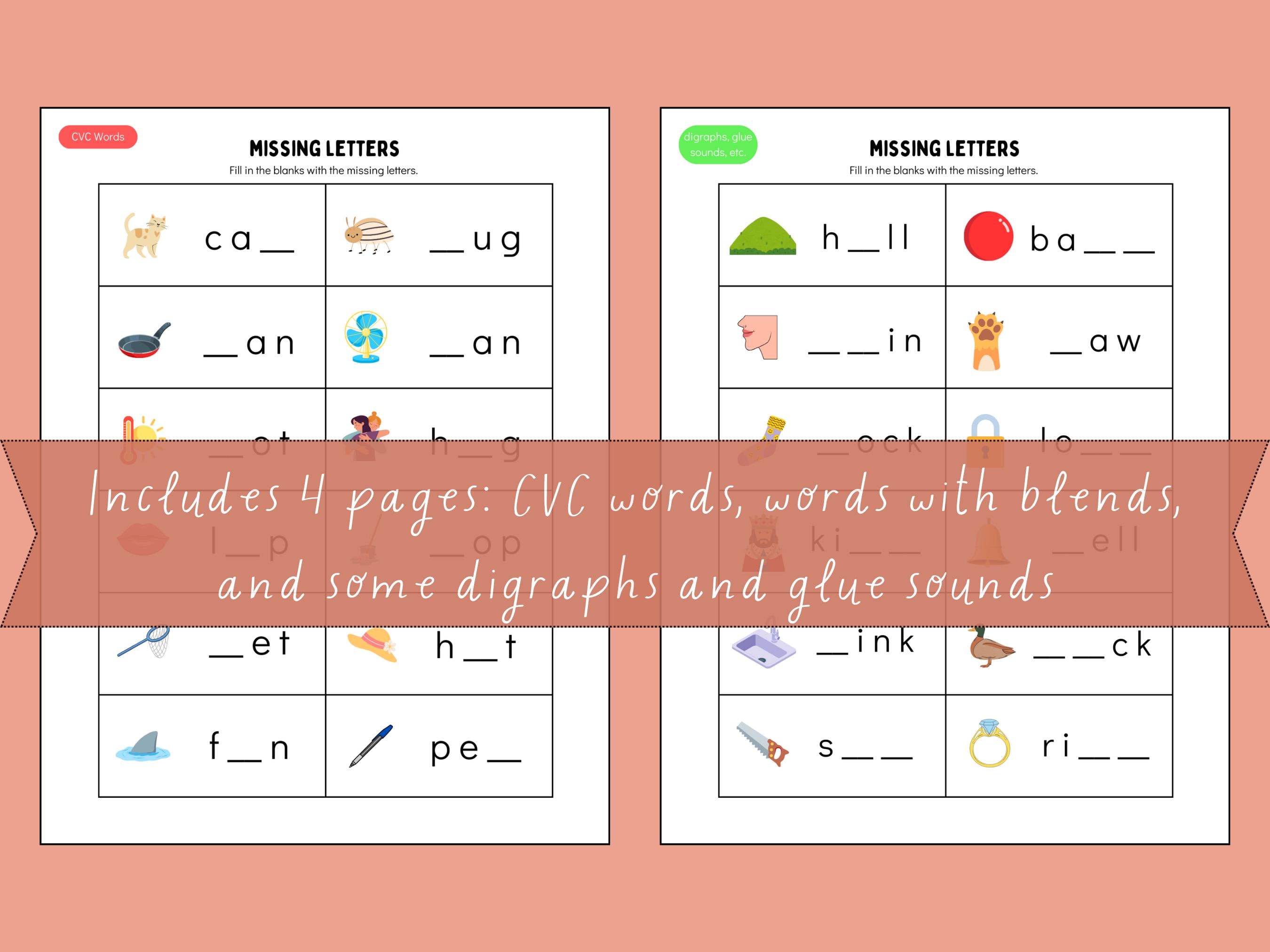 Fill in the Blanks: Spell CVC Words, Blends, Words With Short Vowel ...