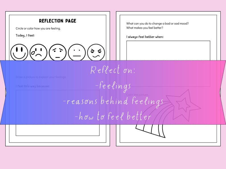 Feelings Reflection Page for Kids; Emotions and Feelings for Toddlers ...