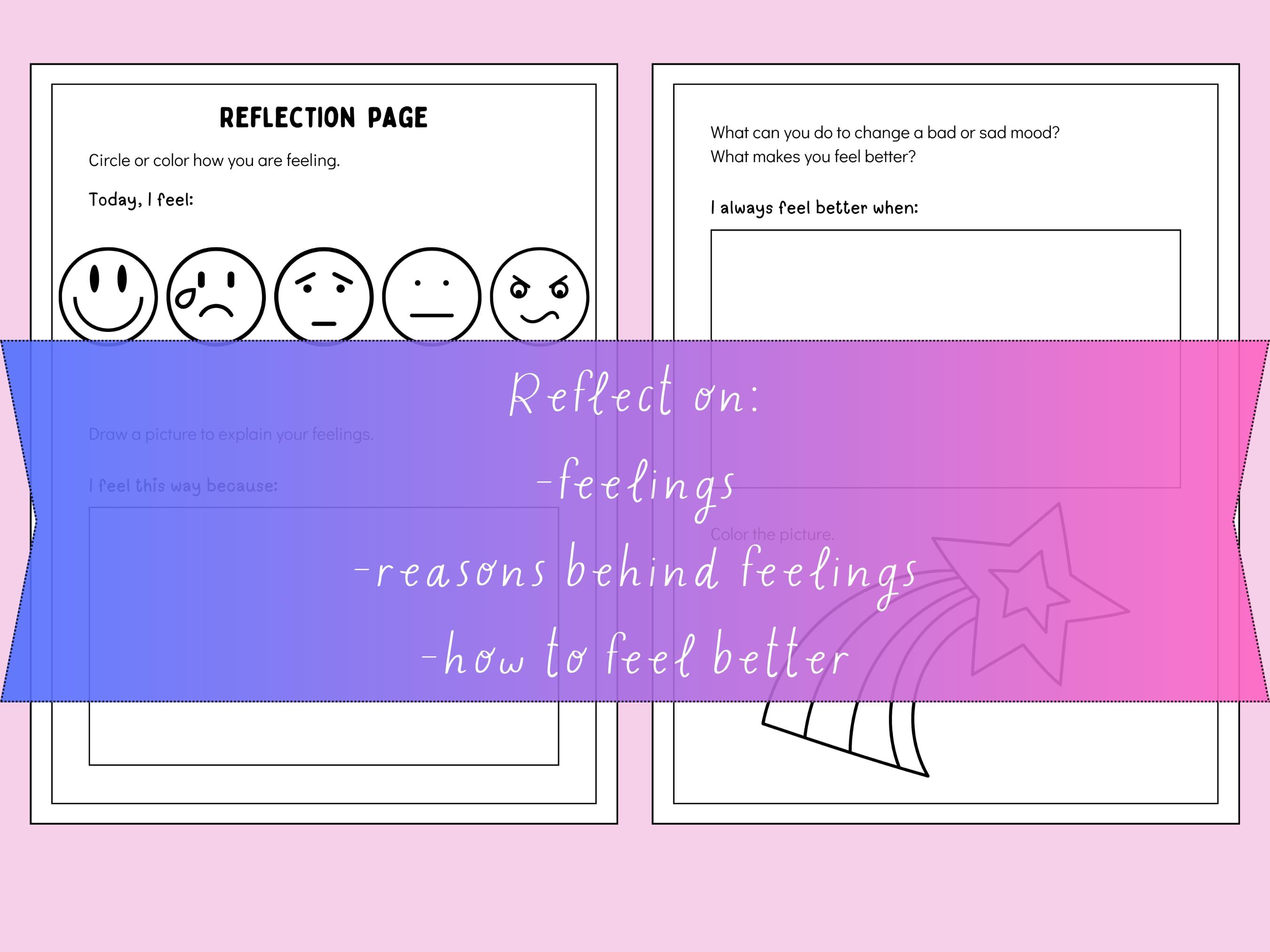 Feelings Reflection Page for Kids Emotions and Feelings for Toddlers ...
