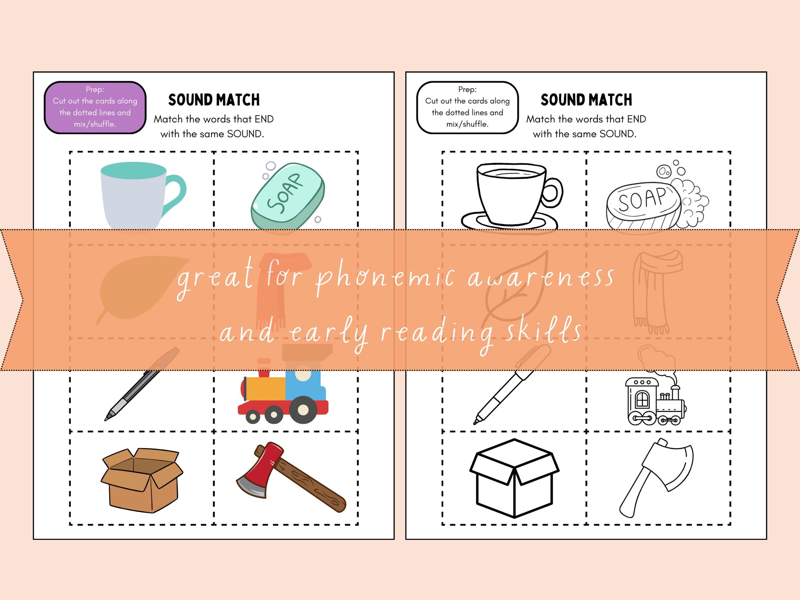 Ending Sounds Matching Game, Final Sounds Matching Cards, Phonemic ...