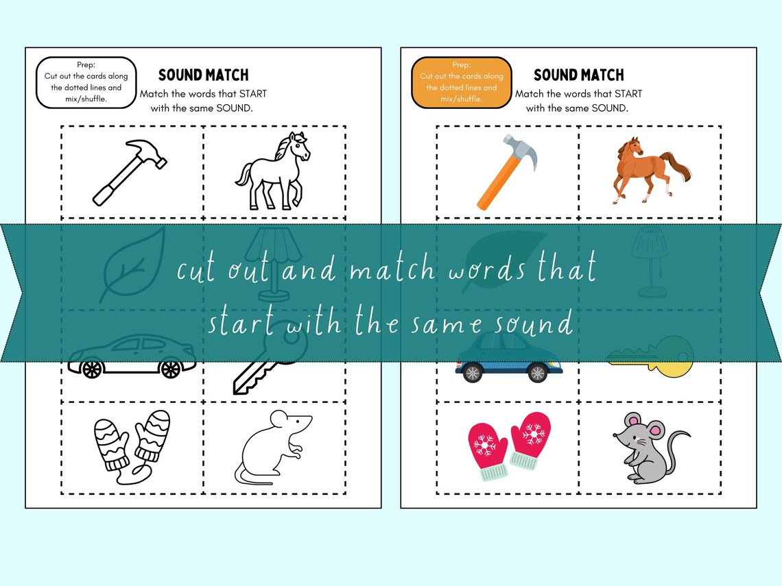 Beginning Sounds Matching Game, Match Initial Sounds, Matching Cards ...