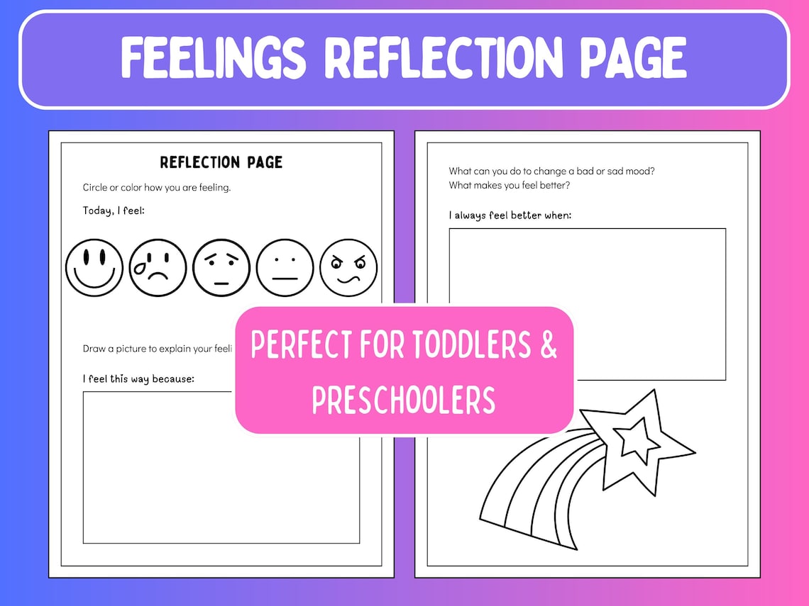 Feelings Reflection Page for Kids; Emotions and Feelings for Toddlers ...