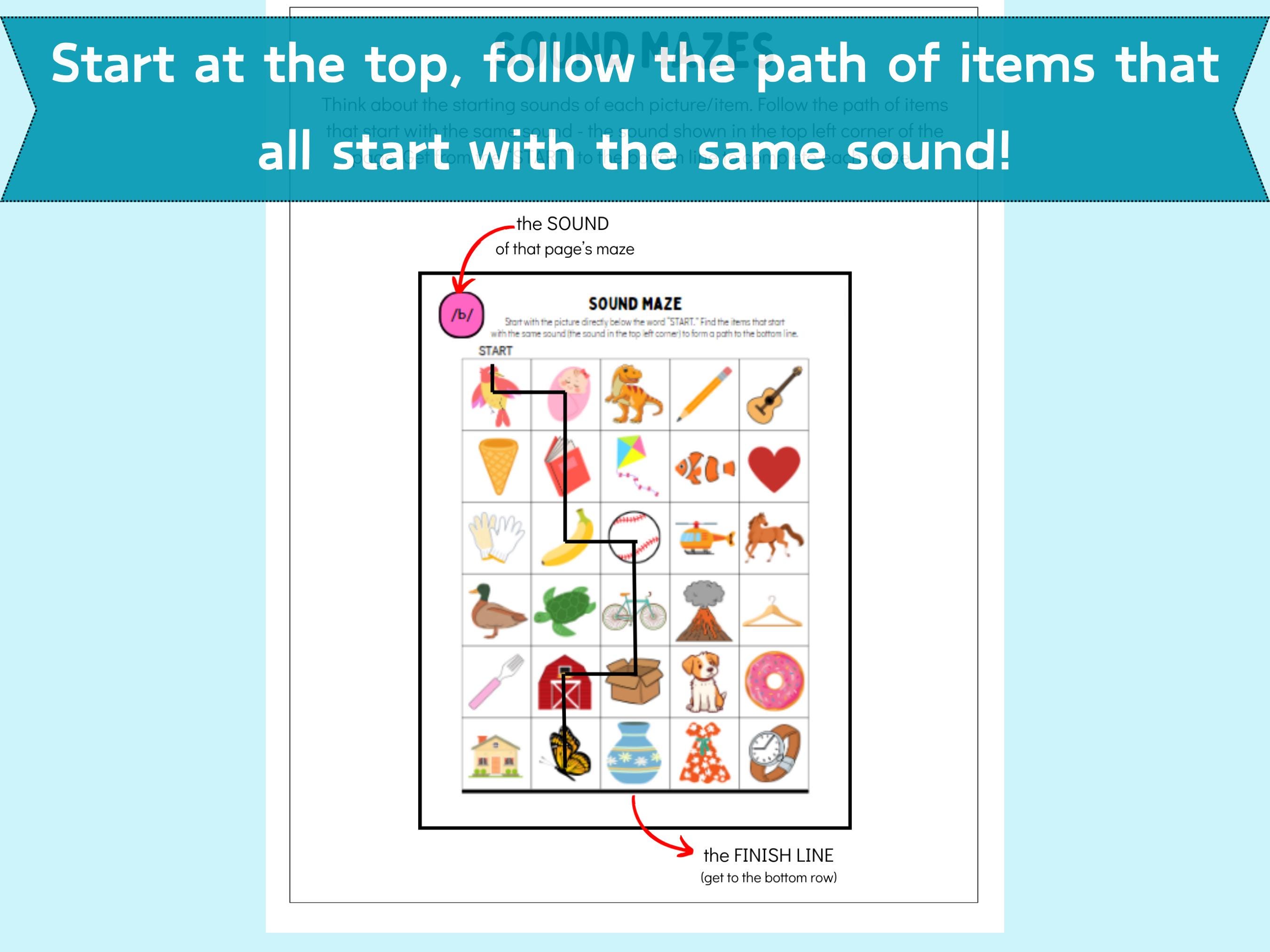Sound Mazes, Phonemic Awareness, Phonics, Learn to Read, Preschool ...