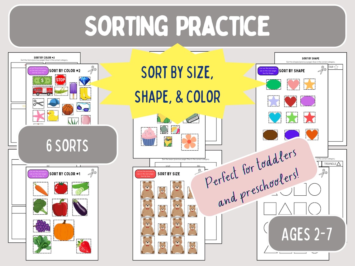 Sorting Activities Cut and Glue Pictures, Sorting Practice, Preschool ...