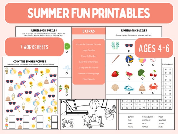 Hojas De Trabajo Divertidas De Verano 2 Actividades De Siluetas De