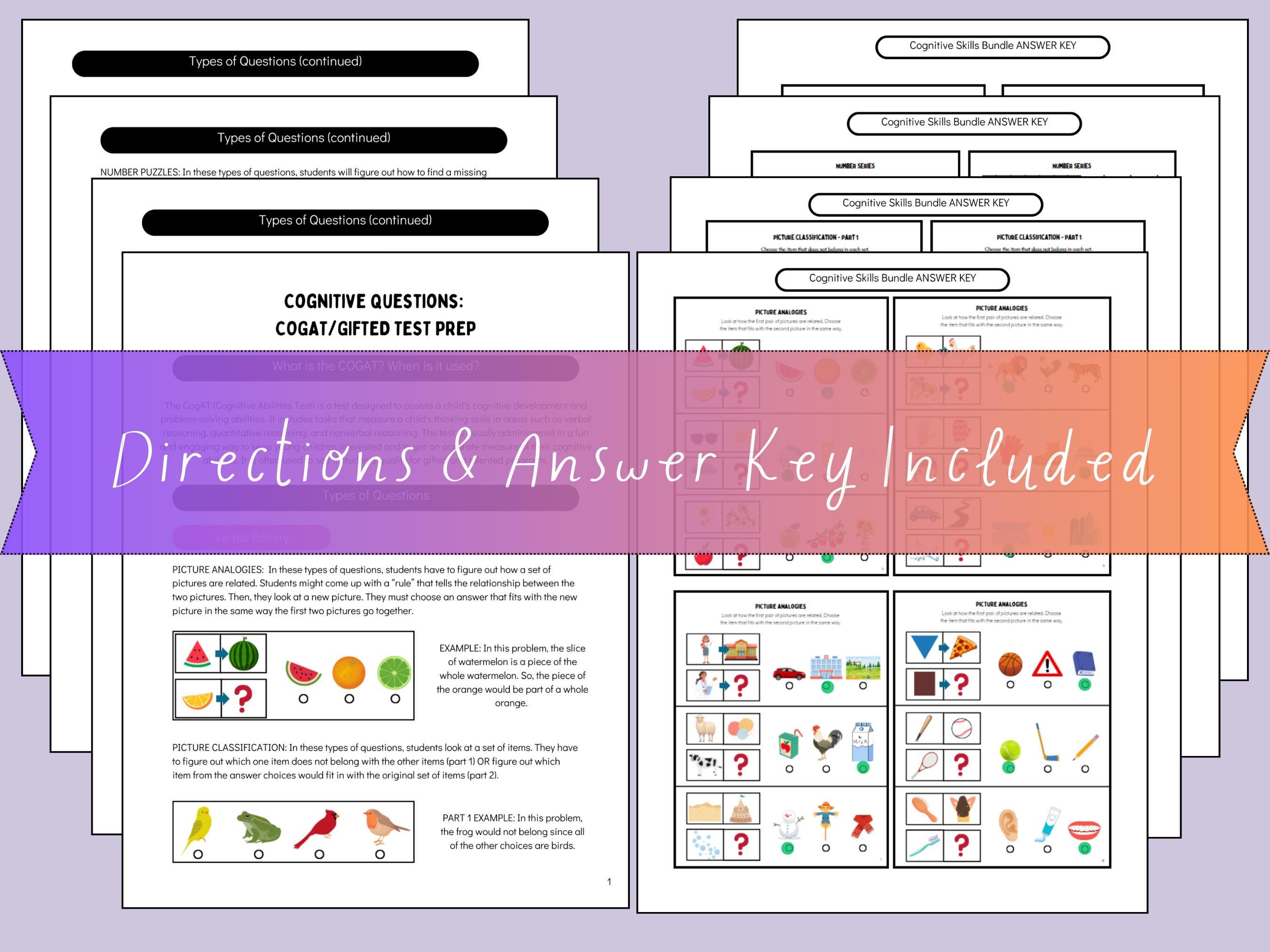 Cognitive Skills Bundle, Cogat Test Prep, Gifted & Talented Prep ...