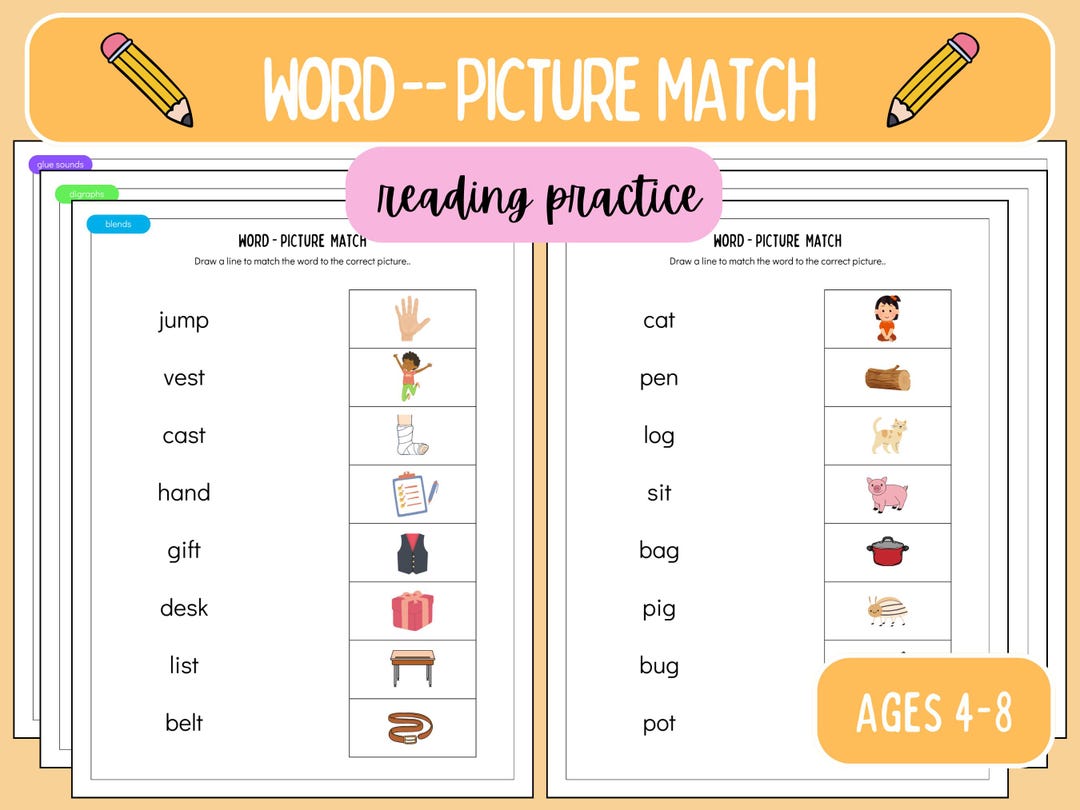 Word to Picture Matching: Read Simple Words, Simple Reading Practice ...