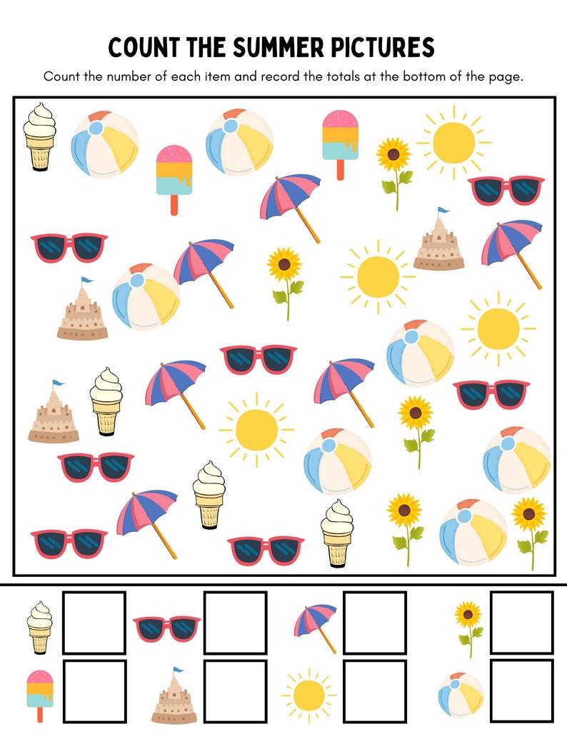 Summer Fun Printables (ages 4 to 6), Preschool Printables, Kindergarten ...