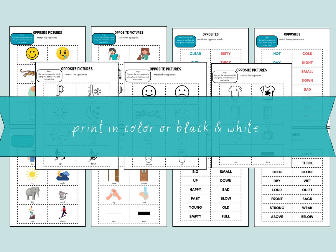 Opposite Matching Game; Match Opposite Words, Memory Game for Kids ...