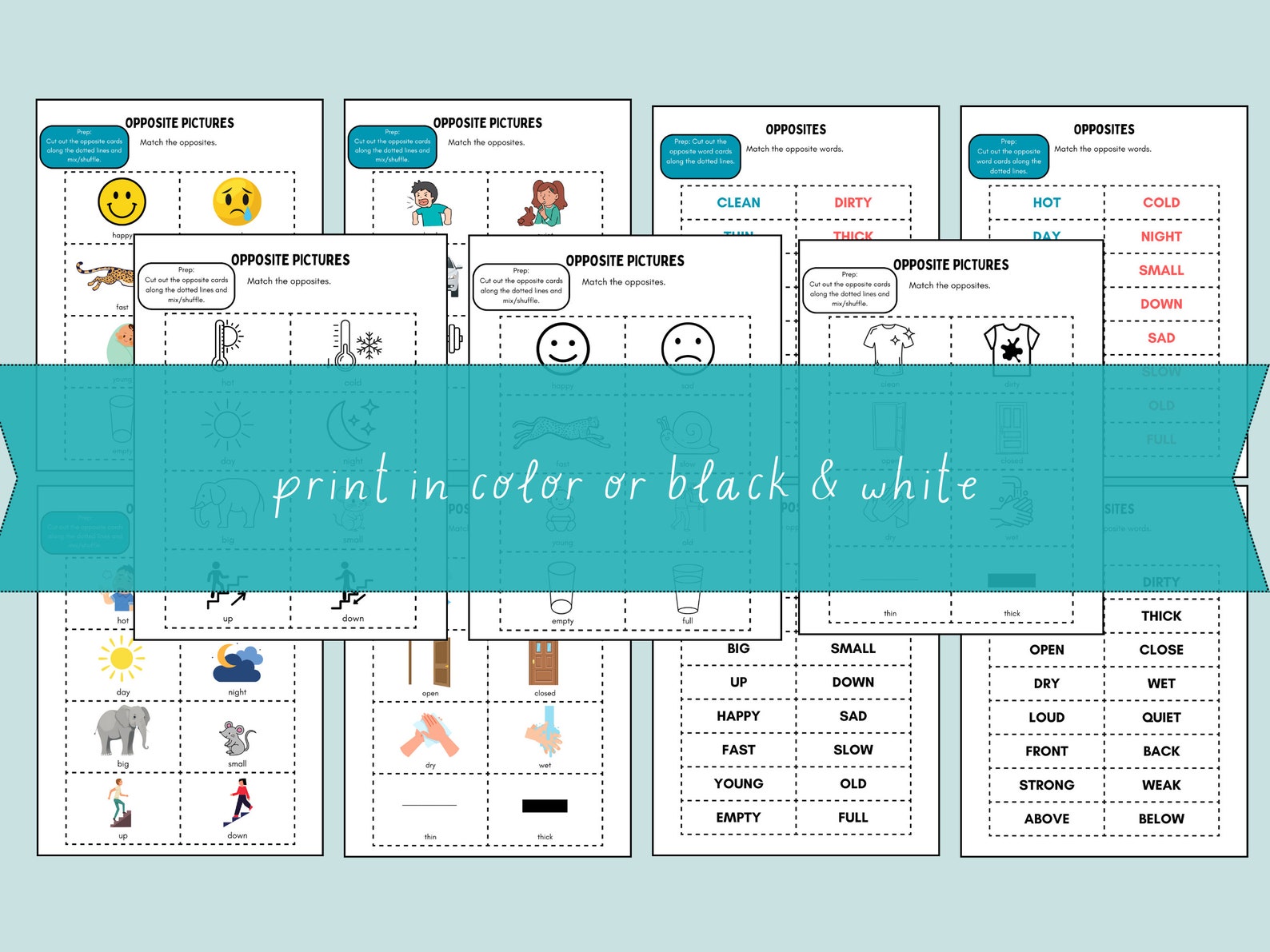 Opposite Matching Game; Match Opposite Words, Memory Game for Kids ...