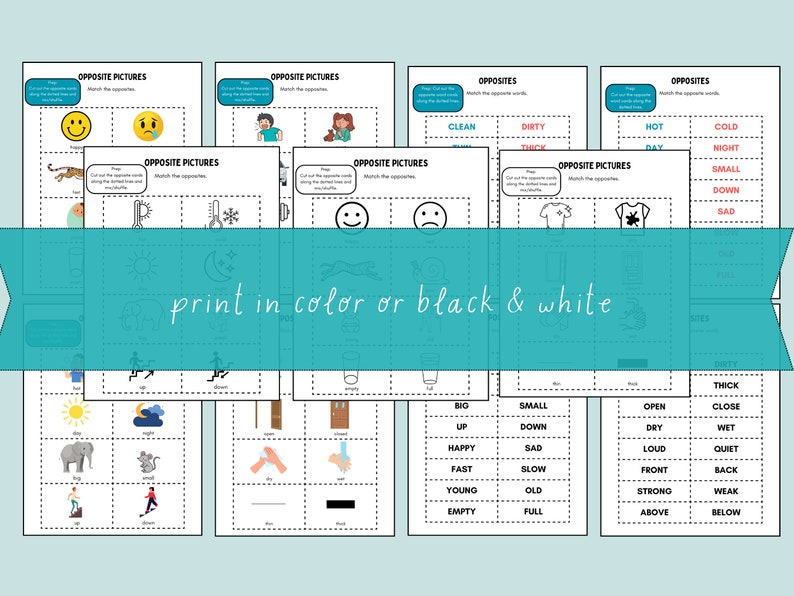 Opposite Matching Game; Match Opposite Words, Memory Game for Kids ...