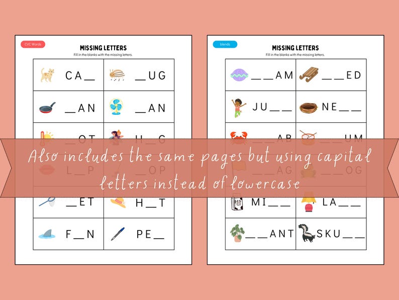 Fill in the Blanks: Spell CVC Words, Blends, Words With Short Vowel ...