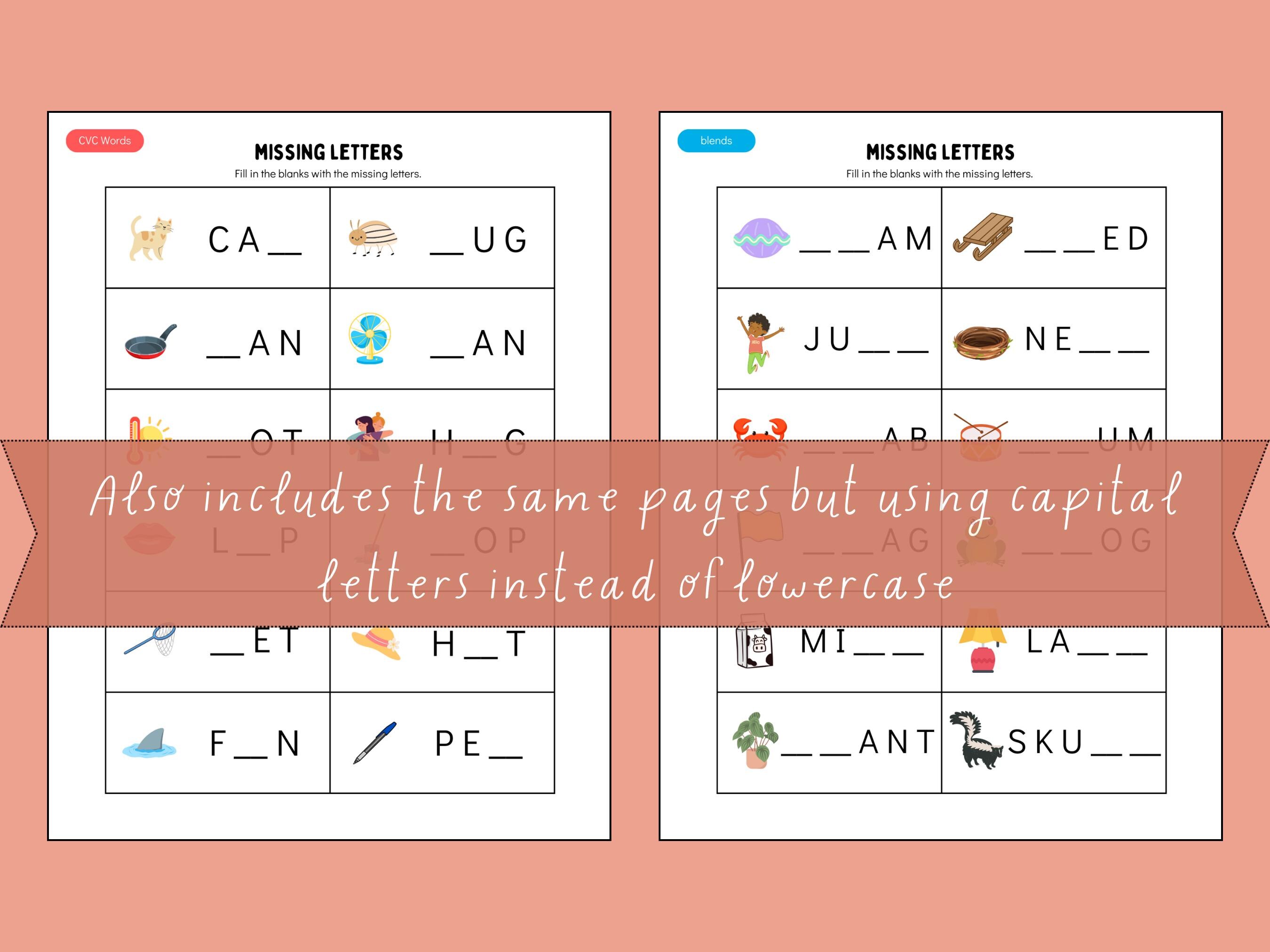 Fill in the Blanks: Spell CVC Words, Blends, Words With Short Vowel ...