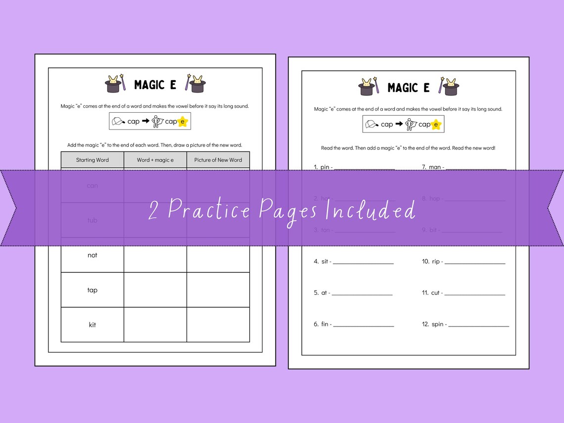 Magic E Practice Worksheets: 2 Worksheets to Practice Words That End in ...