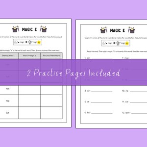 Magic E Practice Worksheets: 2 Worksheets to Practice Words That End in ...