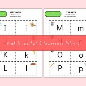Alphabet Matching: Match Capital and Lowercase Letters; Letter ...