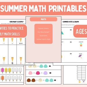 Summer Math Worksheets (ages 4-6), Preschool Printables, Kindergarten ...