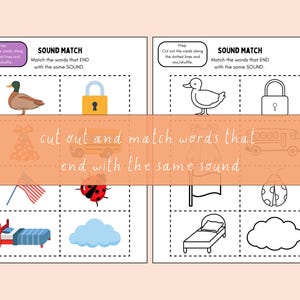 Ending Sounds Matching Game, Final Sounds Matching Cards, Phonemic ...