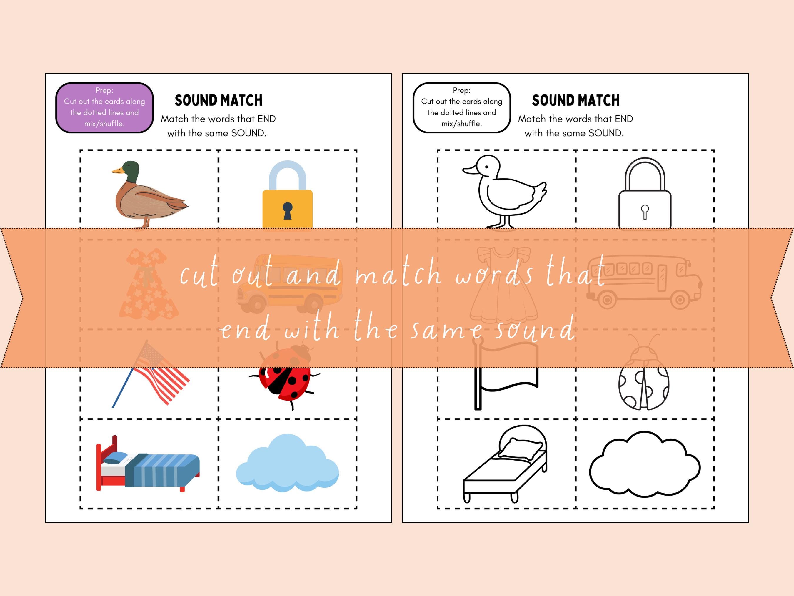 Ending Sounds Matching Game, Final Sounds Matching Cards, Phonemic ...