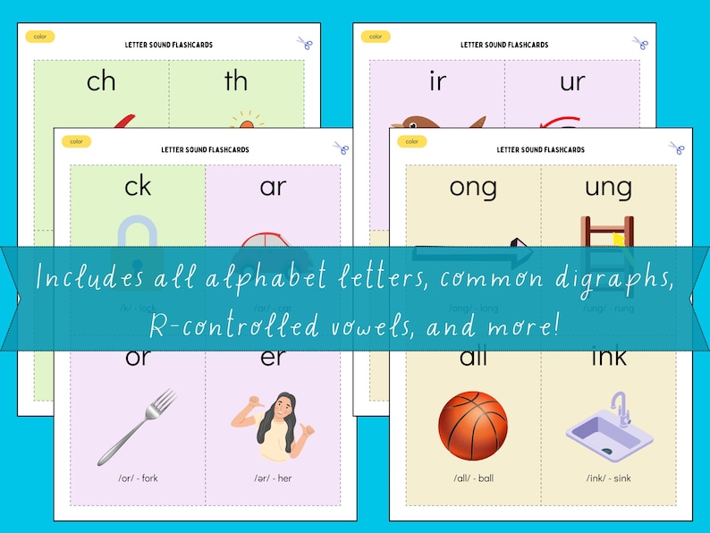 Letter Sound Flashcards: Practice Letters & Sounds, Alphabet Letters ...