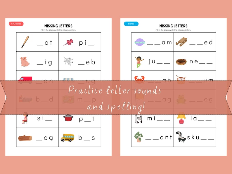Fill in the Blanks: Spell CVC Words, Blends, Words With Short Vowel ...