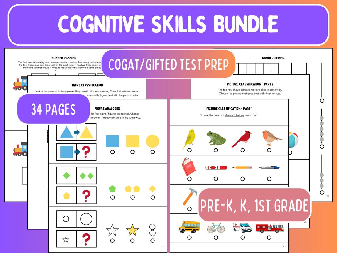 Cognitive Skills Bundle, Cogat Test Prep, Gifted & Talented Prep ...