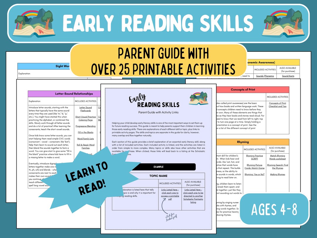 Early Literacy Skills: Parent Guide With Over 25 Activities to Help ...